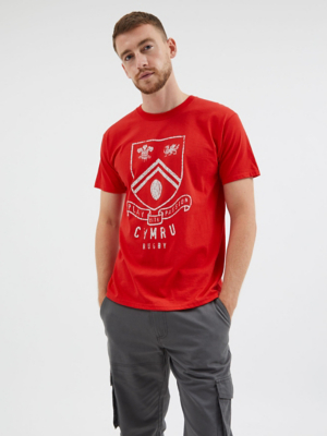 Red Wales Cymru Rugby T-Shirt | Men | George at ASDA