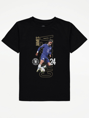 Chelsea Football Reece James Black T-Shirt | Kids | George at ASDA