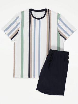 Vertical Stripe Jersey Short Pyjamas | Men | George at ASDA