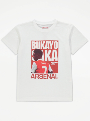 Arsenal Bukayo Saka White T-Shirt | Kids | George at ASDA
