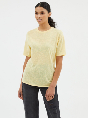 Yellow Linen Look T-Shirt | Women | George at ASDA