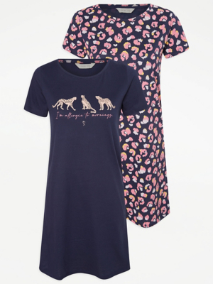 Navy Animal Night Dresses 2 Pack | Lingerie | George at ASDA