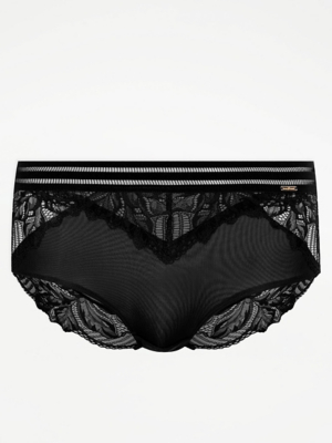 Entice Black Pretty Lace Short Knickers | Lingerie | George at ASDA
