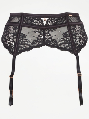Entice Black Lace Suspenders | Lingerie | George at ASDA