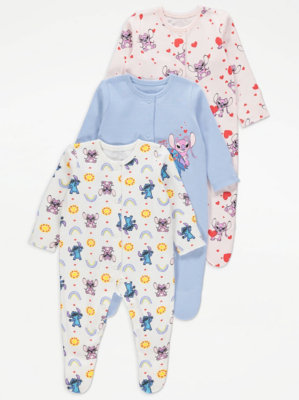 Disney Lilo and Stitch Rainbow Long Sleepsuits 3 Pack | Baby | George ...