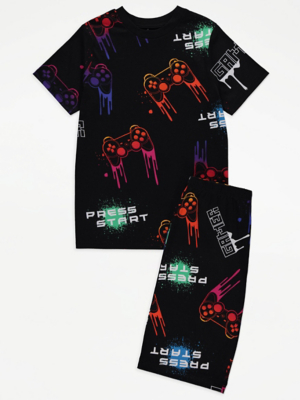 Black Neon Gamer Print Short Pyjamas | Kids | George at ASDA