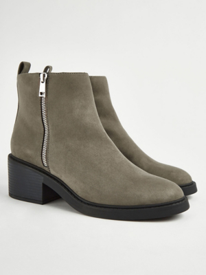 Grey Suede Zip Ankle Boots | Women | George at ASDA