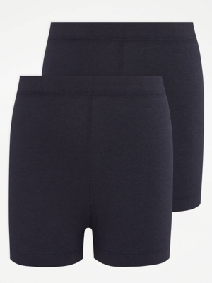 Girls Navy Jersey School Shorts 2 Pack | School | George at ASDA