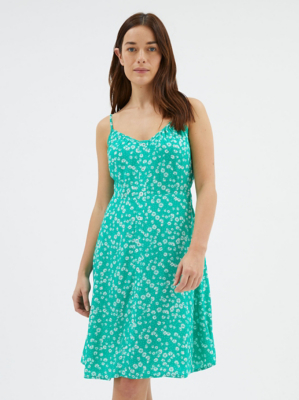 Green Pattern Button Front Mini Sundress | Women | George at ASDA