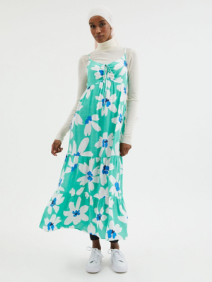 Aqua Floral Tiered Midi Sundress | Women | George at ASDA