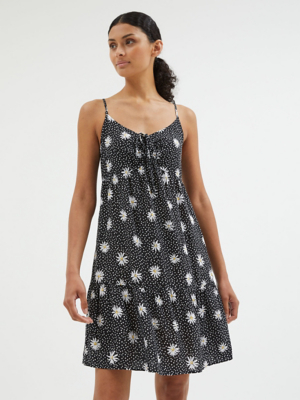 Black Daisy Tiered Mini Sundress | Women | George at ASDA