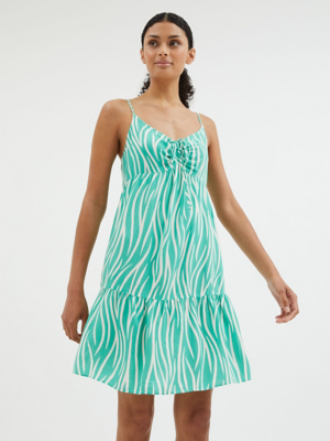 Green Zebra Print Tiered Mini Sundress | Women | George at ASDA