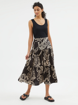 Brown Paisley Tiered Midi Skirt | Women | George at ASDA