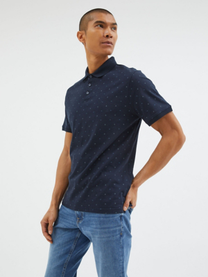 Navy Geometric Polo Top | Sale & Offers | George at ASDA