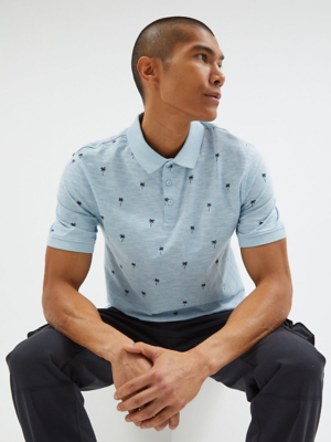 Light Blue Palm Tree Polo Top | Men | George at ASDA