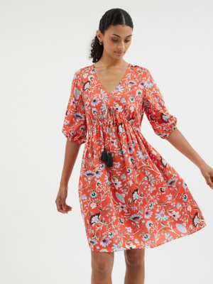 Red Floral Boho Mini Dress | Women | George at ASDA
