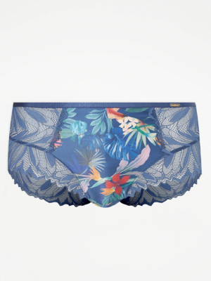 Entice Navy Tropical Floral Satin Short Knickers | Lingerie | George at ...