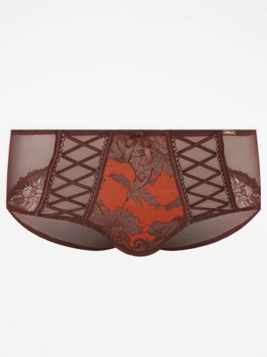 Entice Brown Cut Out Lace Short Knickers | Lingerie | George at ASDA