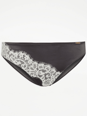 Entice Black Satin Lace Brazilian Knickers | Lingerie | George at ASDA