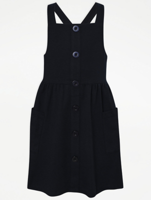 Girls Navy Button School Pinafore Dress | School | George at ASDA