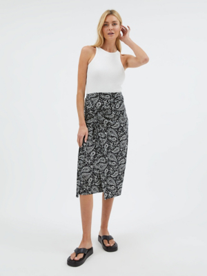 Black Paisley Knot Front Midi Skirt | Women | George at ASDA