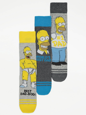 The Simpsons Grey Best Dad Ankle Socks 3 Pack | Men | George at ASDA