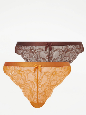 Floral Lace Super High Leg Knickers 2 Pack | Lingerie | George at ASDA