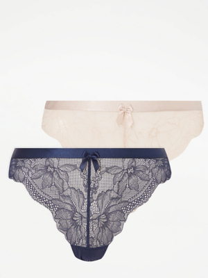 Floral Lace Super High Leg Knickers 2 Pack | Lingerie | George at ASDA