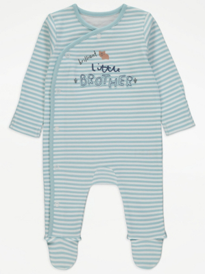 Blue Stripe Brilliant Little Brother Bear Sleepsuit | Baby | George at ASDA