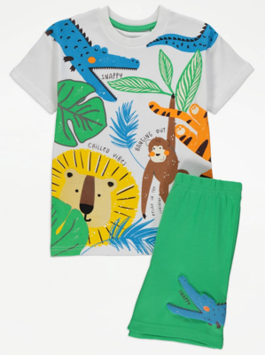 Bright Jungle Animal Short Pyjamas | Kids | George at ASDA