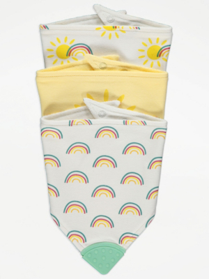 Rainbow Sunshine Teether Dribble Bibs 3 Pack | Baby | George at ASDA