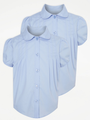 Light Blue Girls Pintuck School Blouses 2 Pack | School | George at ASDA