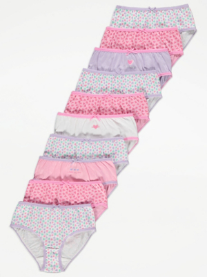 Heart Print Briefs 10 Pack | Kids | George at ASDA