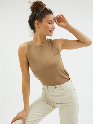 Khaki Textured Longline Vest Top | Women | George at ASDA