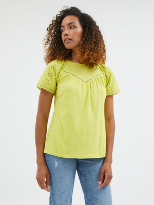Lime Green Embroidered Short Sleeve Top | Women | George at ASDA