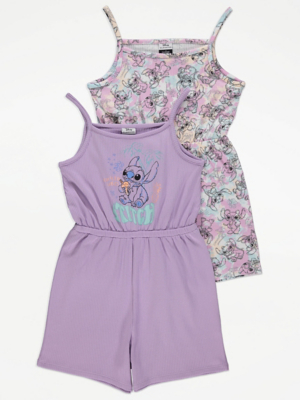 Disney Lilo and Stitch Lilac Playsuits 2 Pack | Kids | George at ASDA
