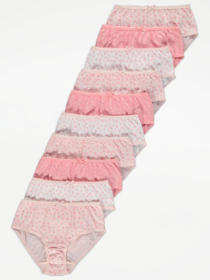 Pink Rainbow Print Briefs 10 Pack | Kids | George at ASDA