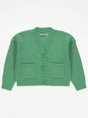 Bright Green Knitted Boxy Cardigan | Kids | George at ASDA