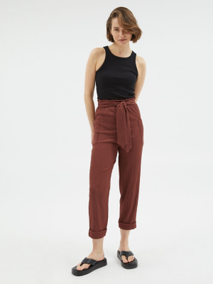 Neutral Textured Paper Bag Trousers | Women | George at ASDA