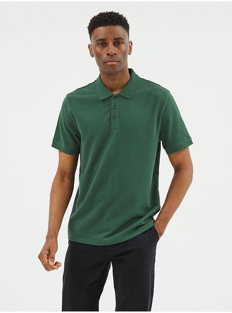 Green Short Sleeve Polo Shirt | Men | George at ASDA Green Short Sleeve Polo Shirt | Men | George at ASDA