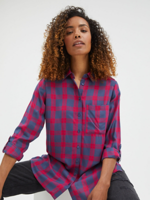 Red Checked Split Hem Longline Shirt | Women | George at ASDA