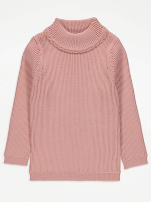 Pink Roll Neck Ribbed Jumper | Kids | George at ASDA