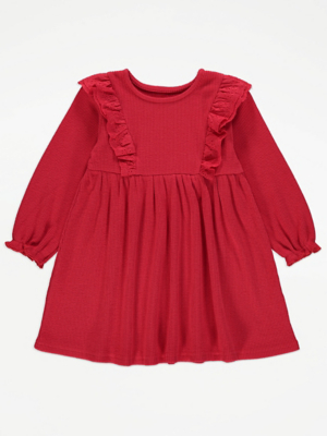Red Broderie Trim Ribbed Dress | Kids | George at ASDA