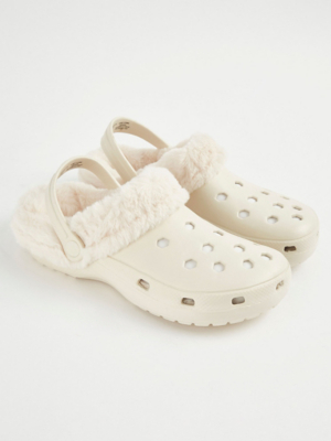 Cream Fur Trim Clogs | Women | George at ASDA