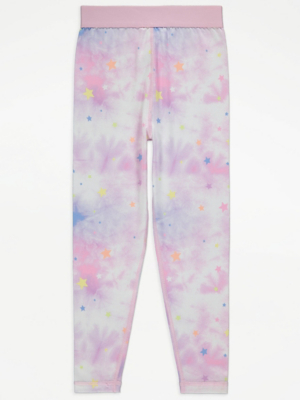 Lilac Tie Dye Star Base Layer Thermal Leggings | Kids | George at ASDA