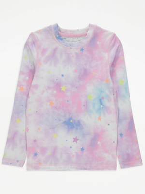 Lilac Tie Dye Star Base Layer Thermal Top | Kids | George at ASDA