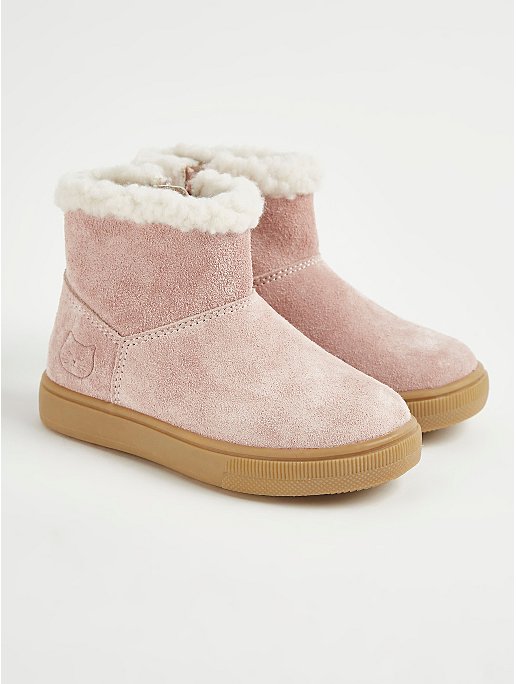 Pink Fur Trim Suede Boots | Kids | George at ASDA Pink Fur Trim Suede Boots | Kids | George at ASDA