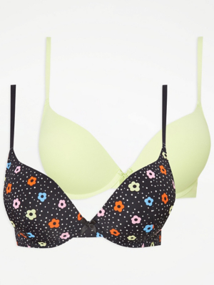 2 Sizes Bigger Floral Spot Bras 2 Pack | Lingerie | George at ASDA