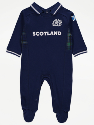 Rugby World Cup Navy Scotland Collared Sleepsuit | Baby | George at ASDA