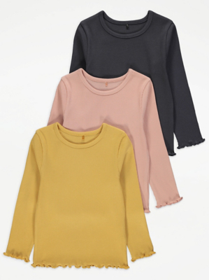 Ribbed Long Sleeve Tops 3 Pack | Kids | George at ASDA